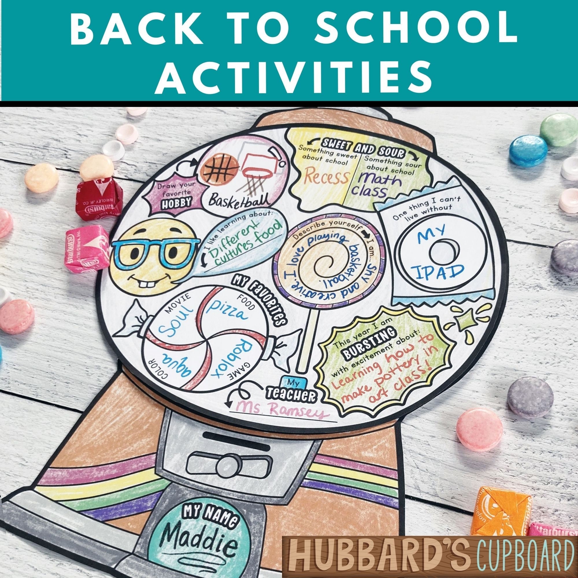 All About Me Gumball Candy, Worksheet, Poster, & Book - Welcome Back to ...