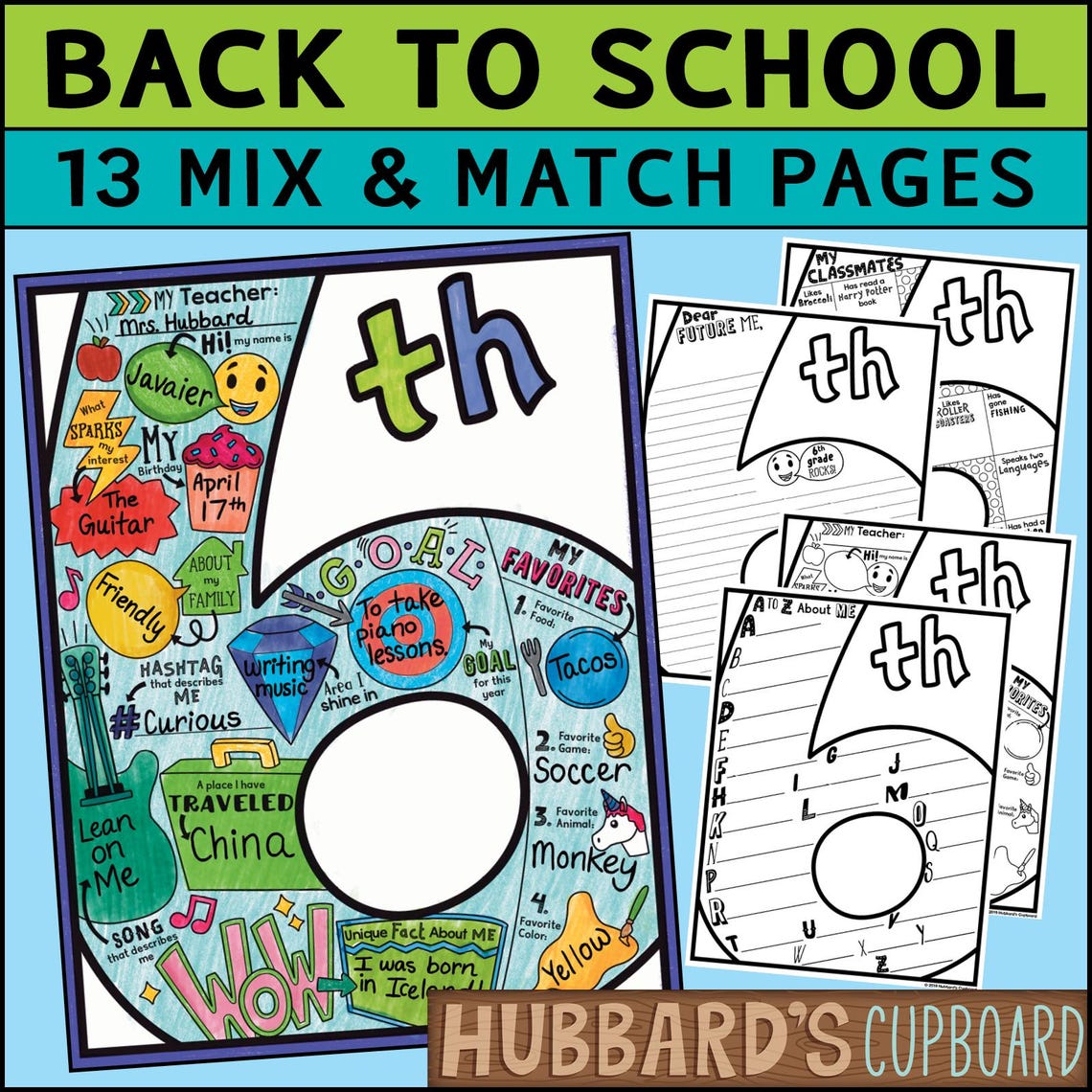 Back to School Activities - BTS Bulletin Board - 6th Grade All About Me ...