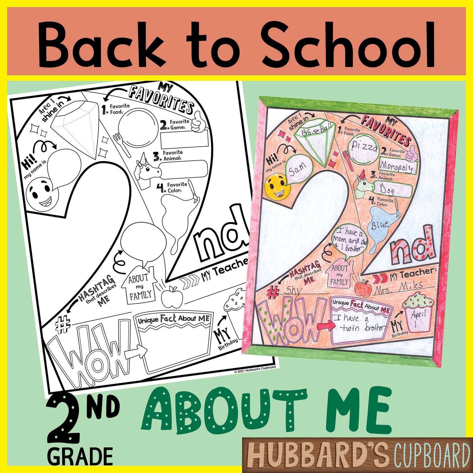 Back to School Activities - BTS Bulletin Board - 2nd Grade All About Me ...