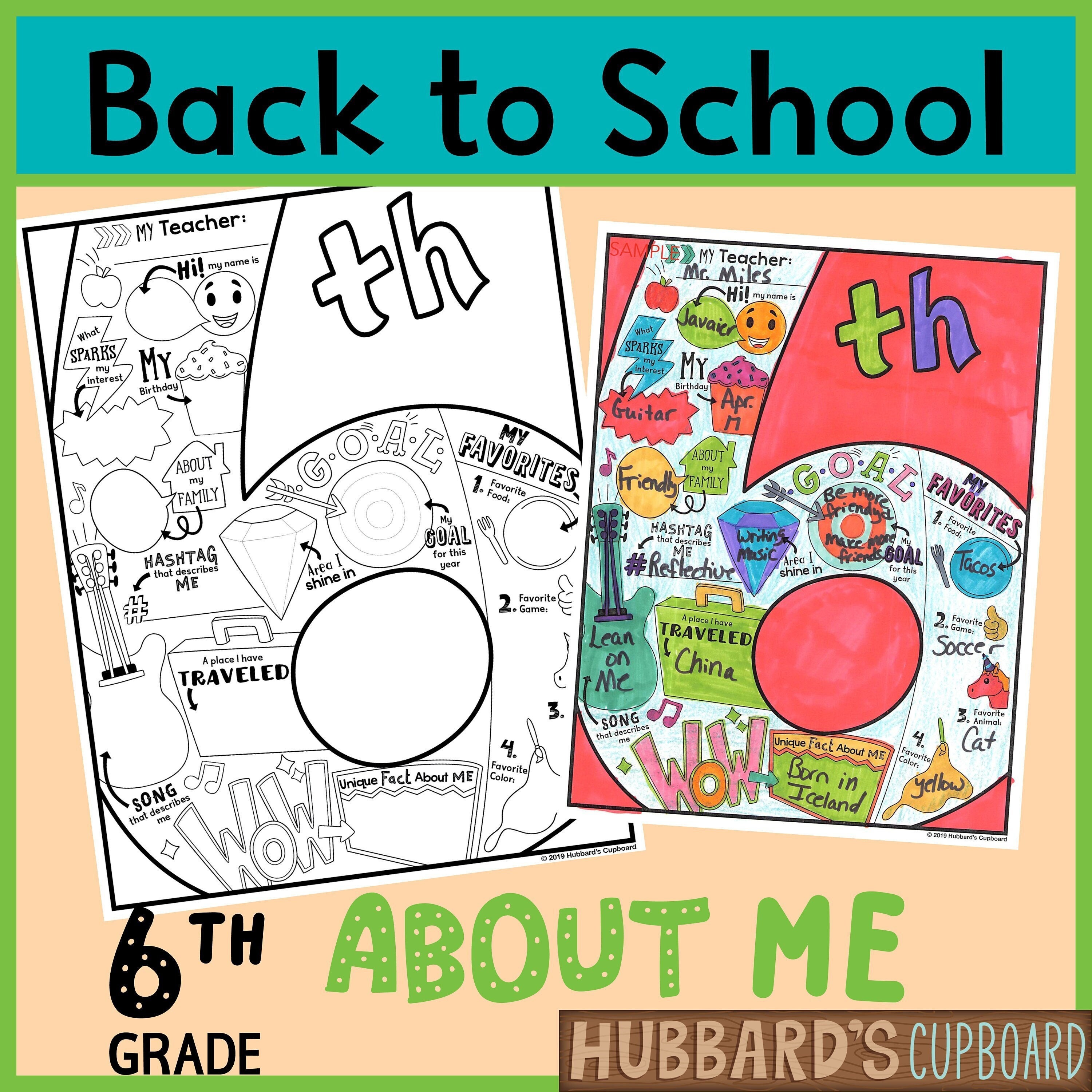 Back to School Activities BTS Bulletin Board 6th Grade All About Me ...