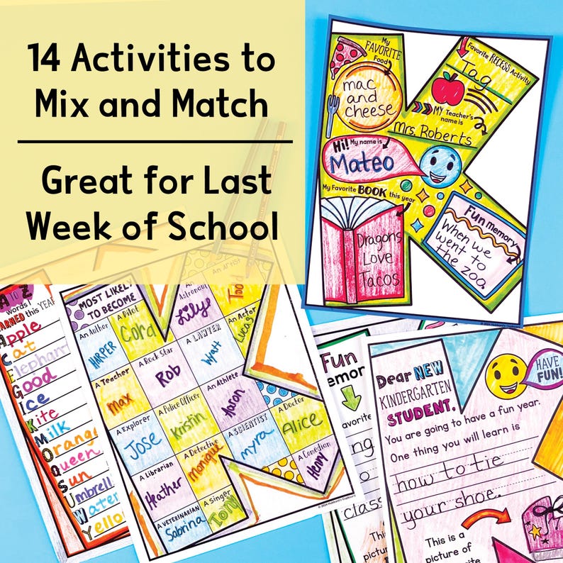 Kindergarten End of Year Memory Book - Last Week or Day of School ...