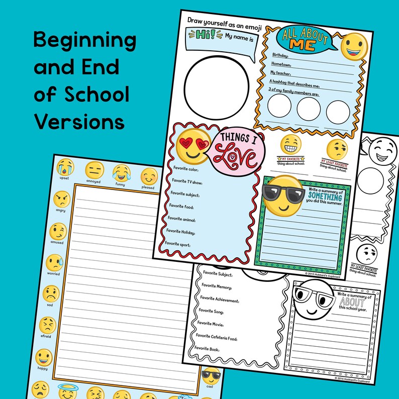 Emoji All About Me Worksheet, & Poster - Back to School Activities ...