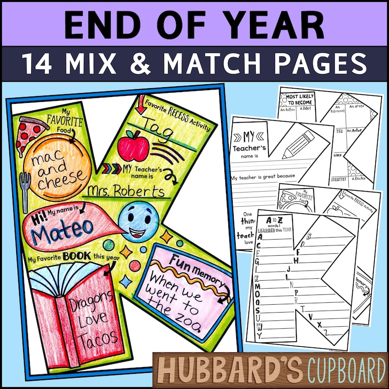 Kindergarten End of Year Memory Book - Last Week or Day of School ...