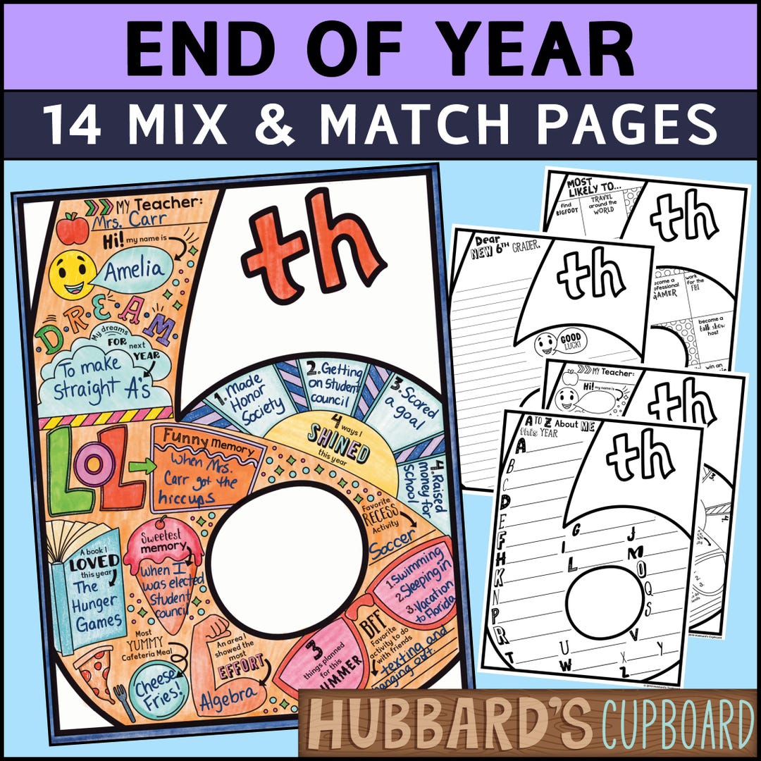 Fun End of Year Reflection Activity - Middle School - 6th Grade Memory ...