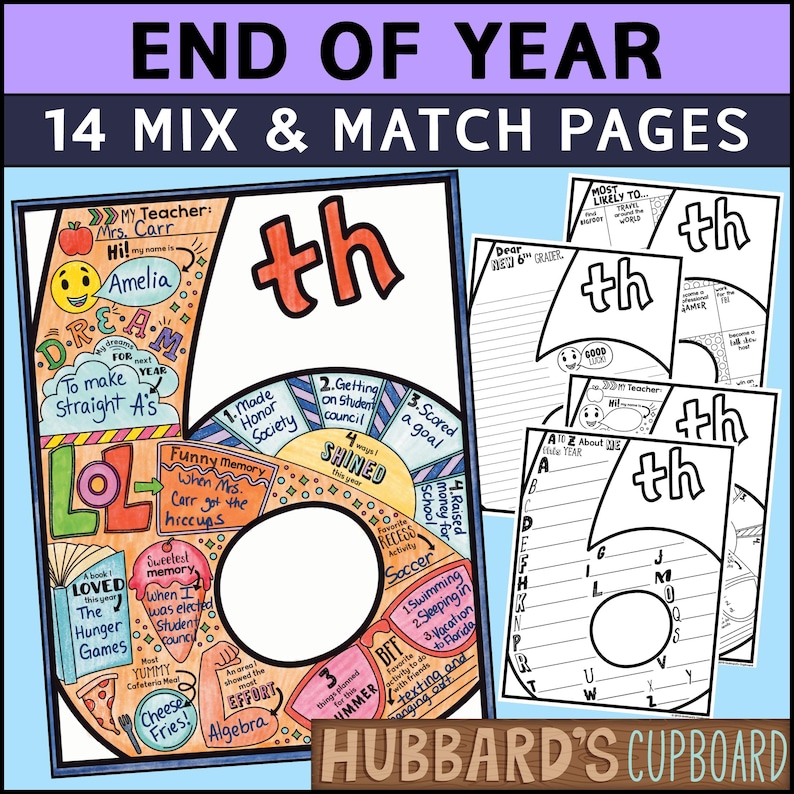 Fun End of Year Reflection Activity - Middle School - 6th Grade Memory ...