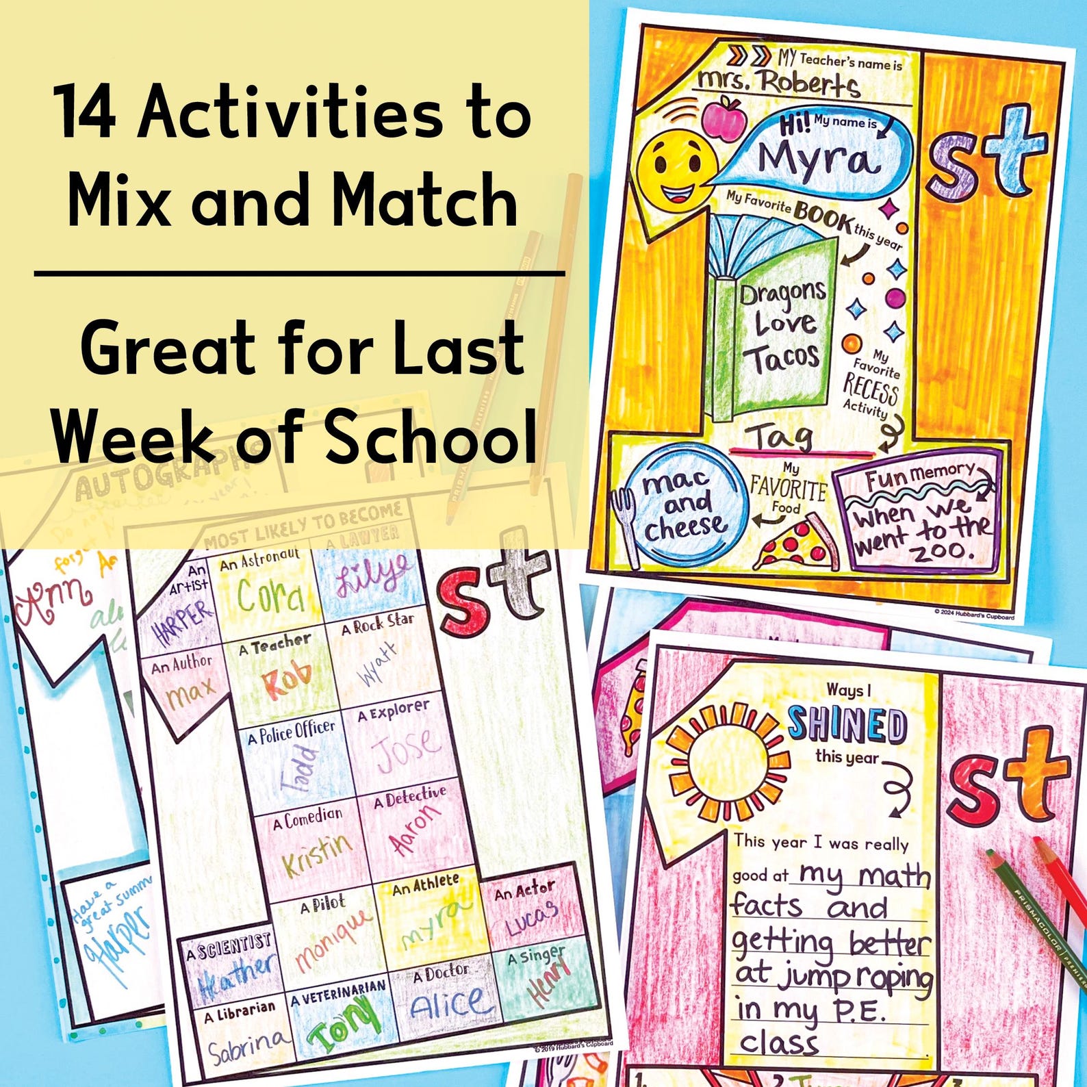 1st Grade End of Year Memory Book - Last Week or Day of School Activity ...
