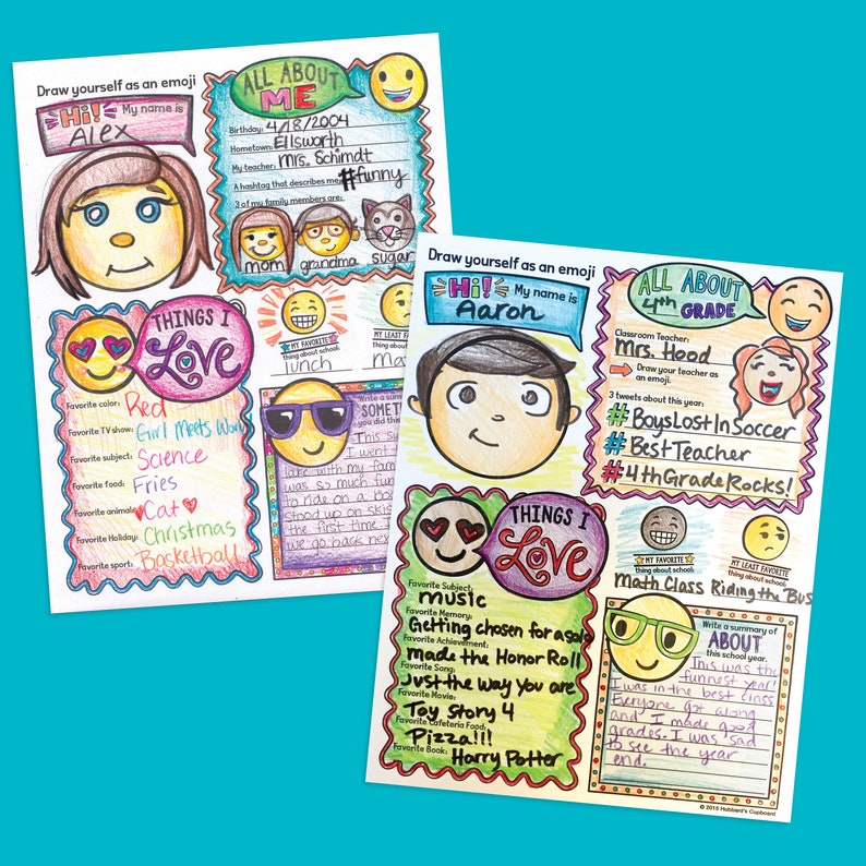 Emoji All About Me Worksheet, & Poster - Back to School Activities ...