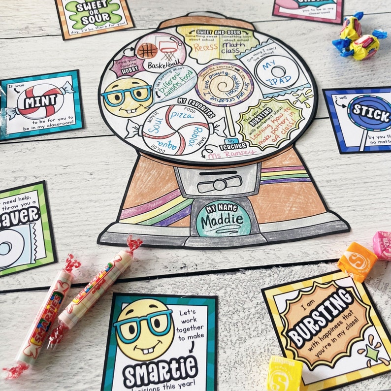 All About Me Gumball Candy, Worksheet, Poster, & Book - Welcome Back to ...