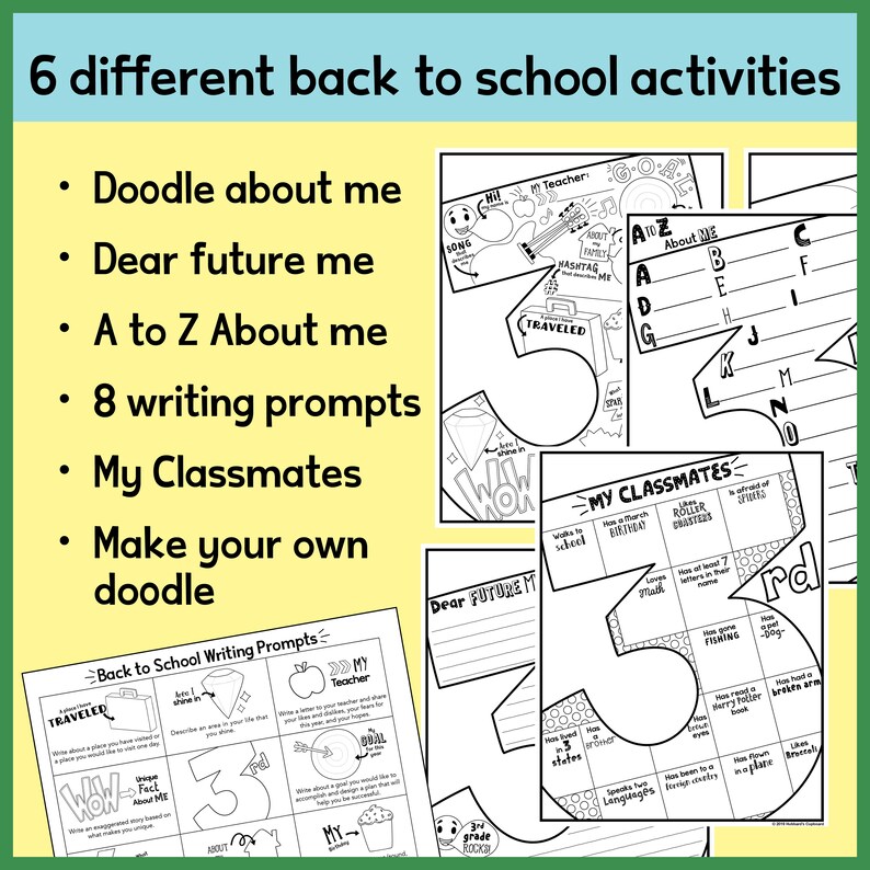 Back to School Activities - BTS Bulletin Board - 3rd Grade All About Me ...