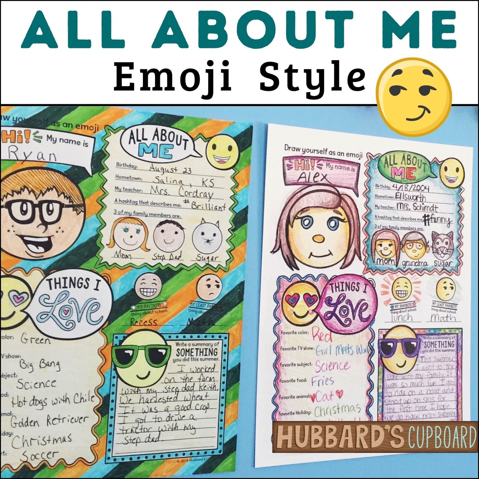Emoji All About Me Worksheet & Poster Back to School - Etsy