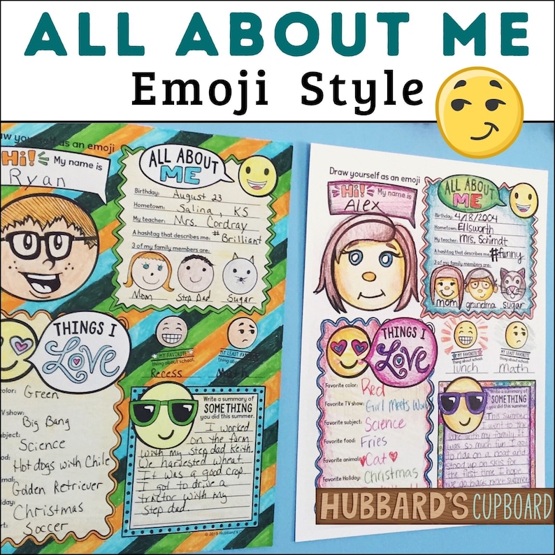 Emoji All About Me Worksheet, & Poster - Back to School Activities ...