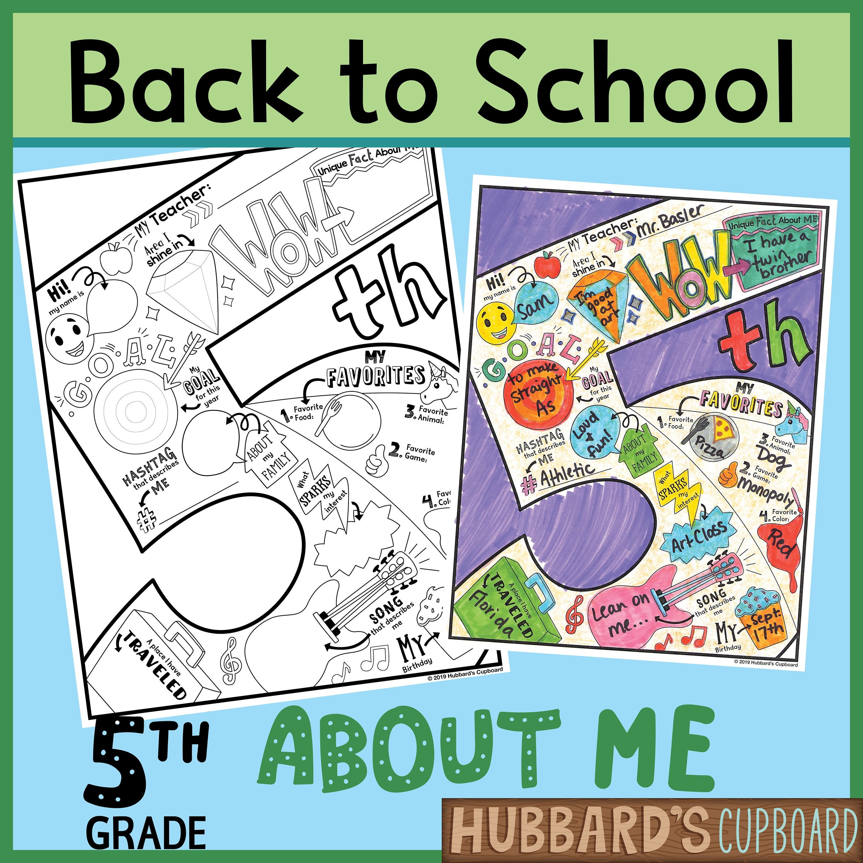 Back to School Activities - BTS Bulletin Board - 5th Grade All About Me ...