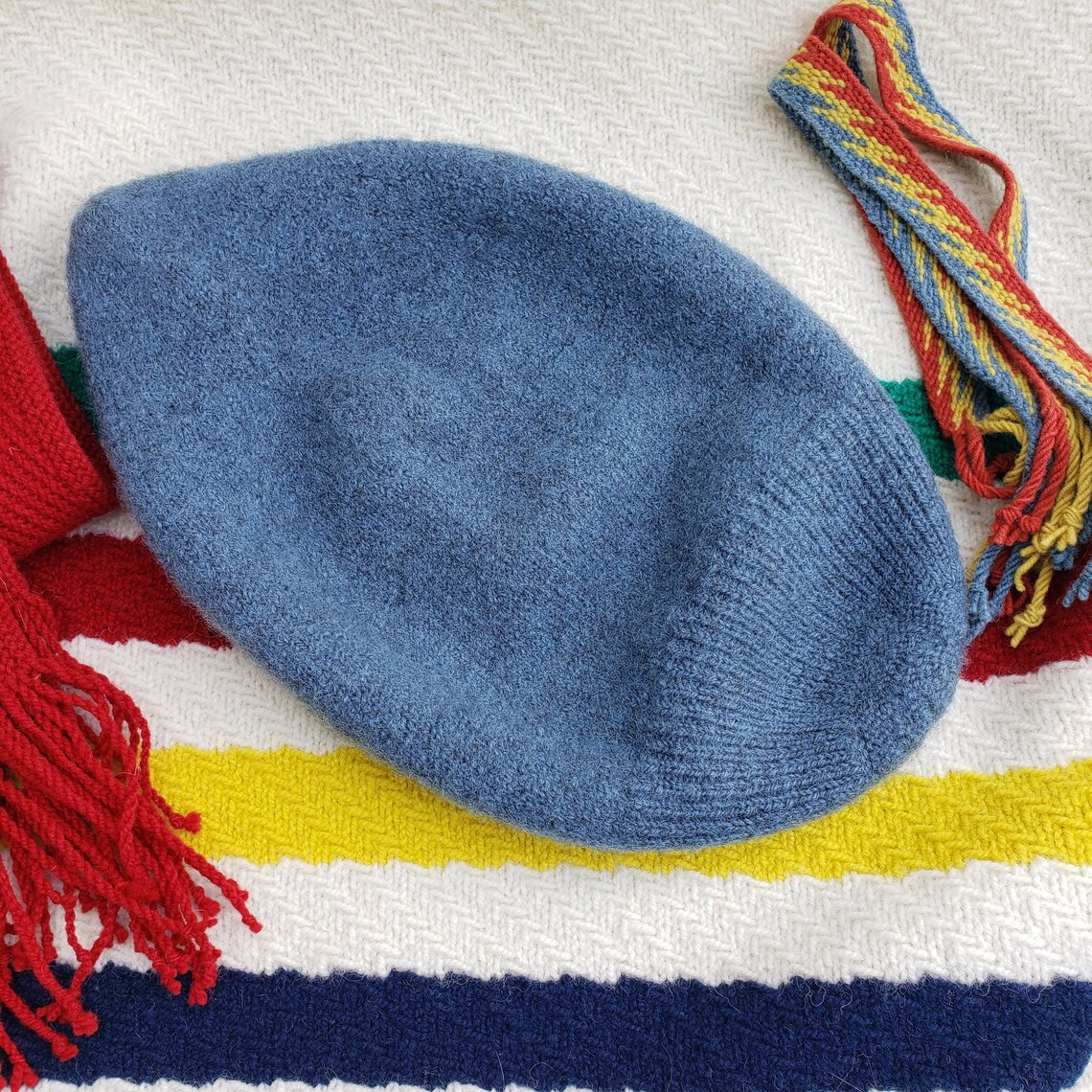 Historically Accurate Indigo Blue Handknit Wool Habitant Cap, SIZE ...