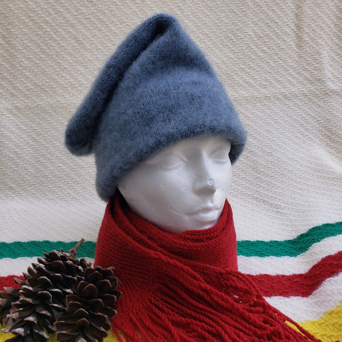 Historically Accurate Indigo Blue Handknit Wool Habitant Cap, SIZE ...