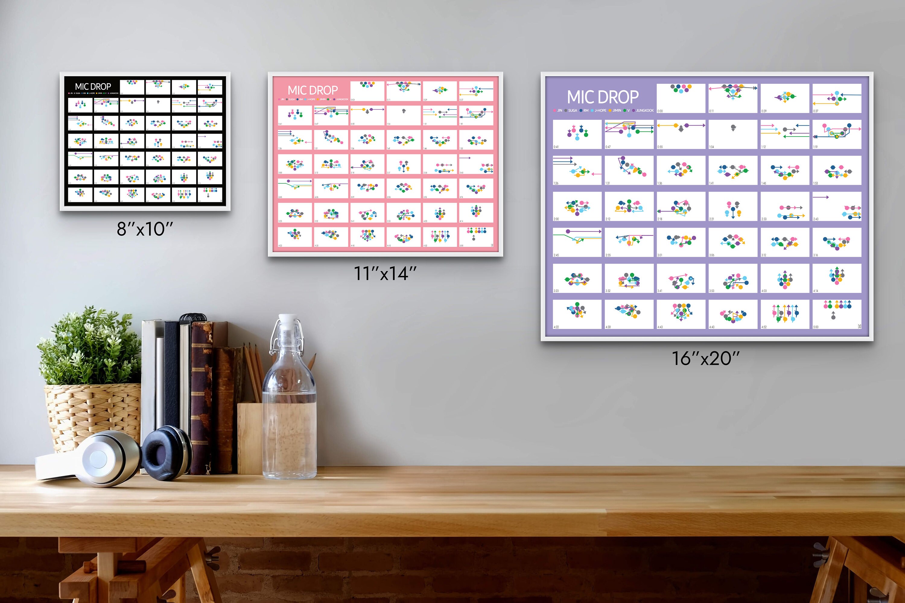 MIC Drop BTS Fan Art Minimalist Drawing Bangtan Home Decor Love ...