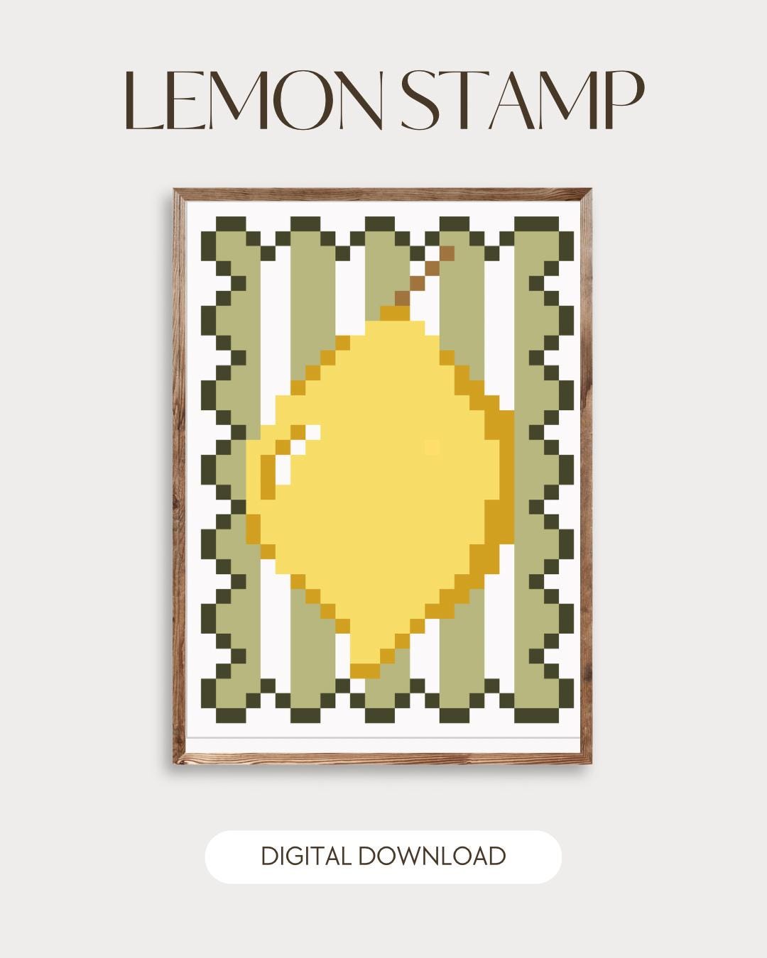 Lemon Stamp NEEDLEPOINT Canvas 18 Count DIGITAL DOWNLOAD - Etsy