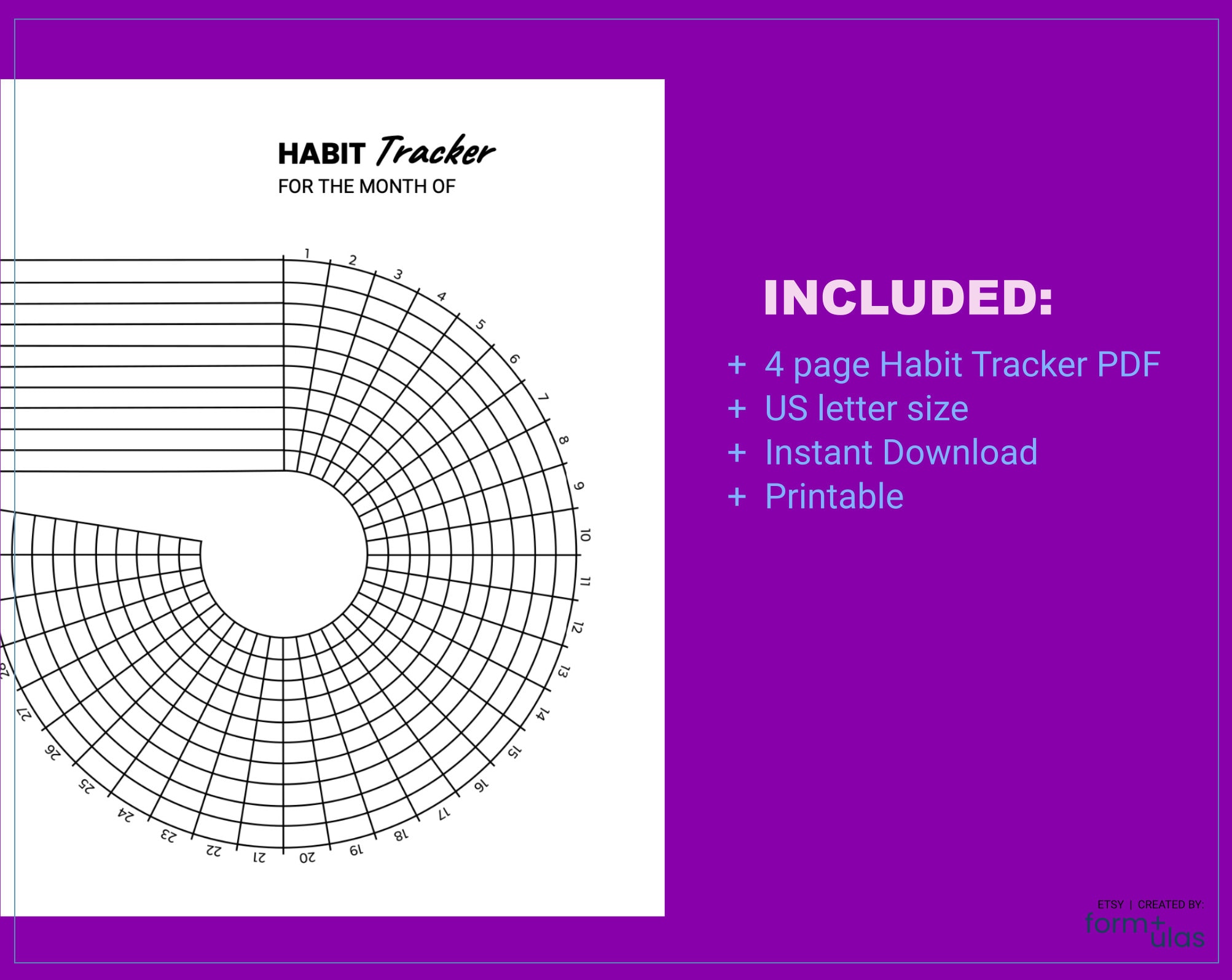 Printable Habit Tracker, Monthly Activity Tracking, Track Routines ...