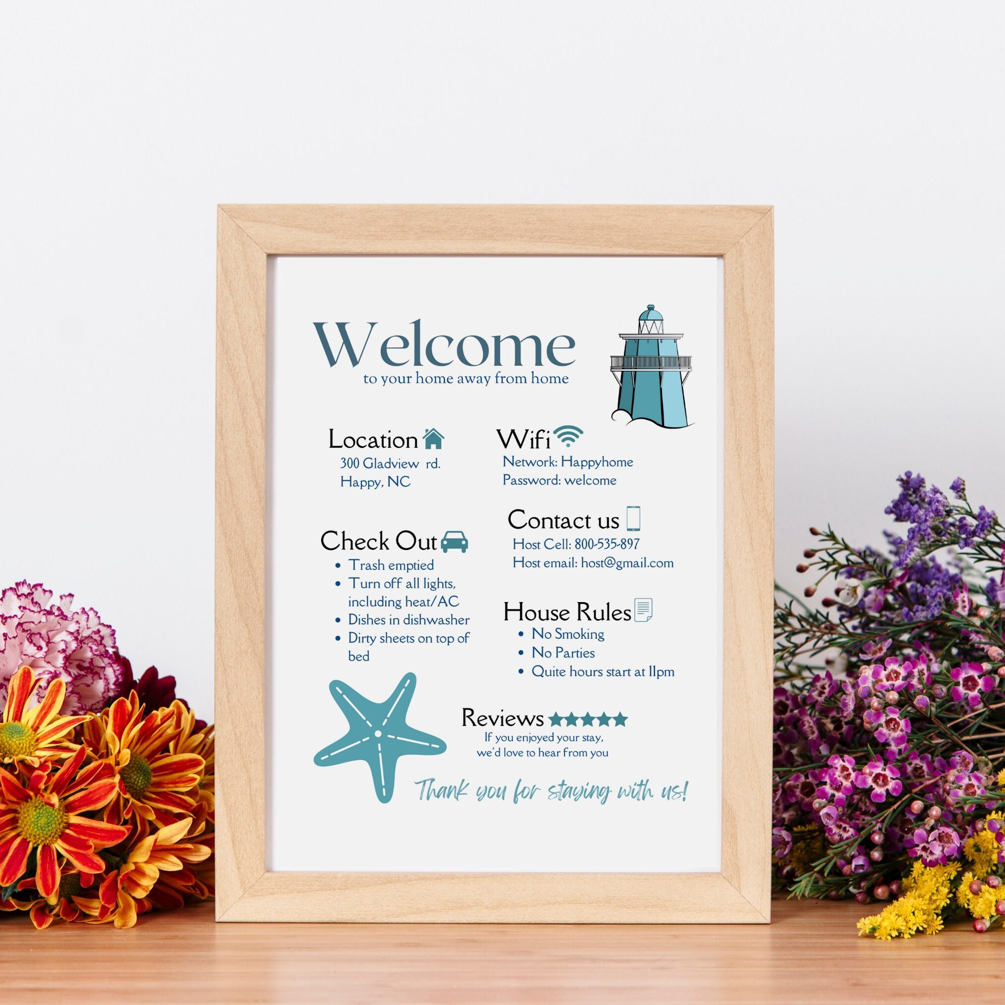 Airbnb Welcome Sign, Vacation Rental Printable, Guest Arrival Poster ...