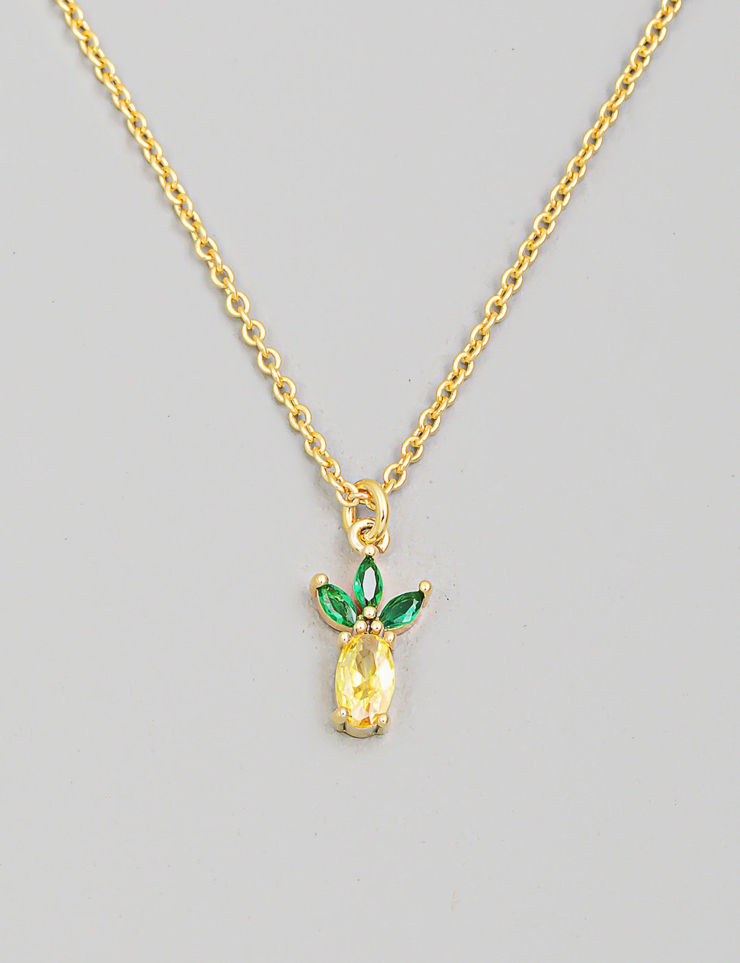 Rhinestone Pineapple Charm Chain Necklace, Fruit Necklace - Etsy
