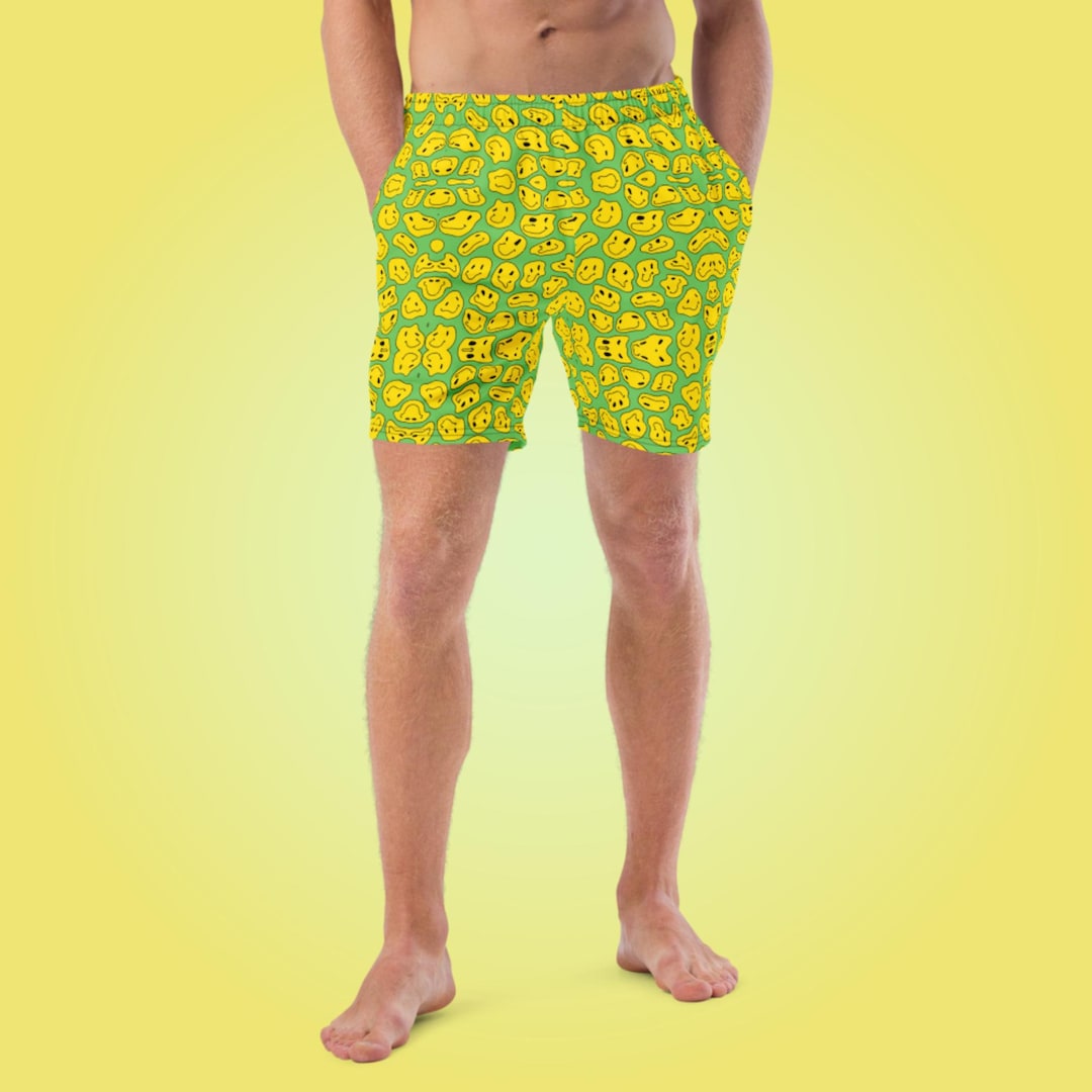 Eco-friendly Recyclable Raver Smiley Melted Men's Swim Shorts - Etsy
