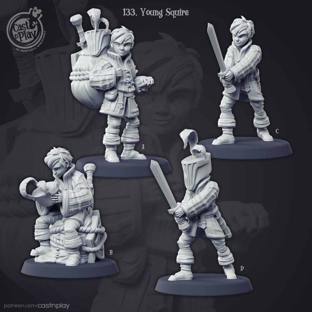 Young Squire Boy NPC Miniature Fantasy Dungeons D&D Pathfinder - Etsy