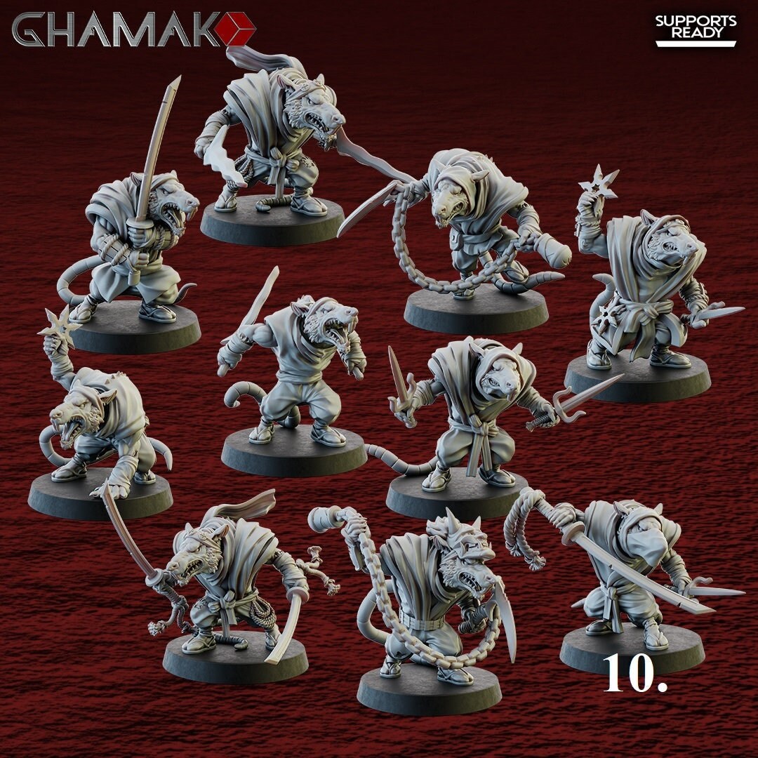 Rats Warriors-ninja set 10 Mini 3D Miniature - Etsy UK