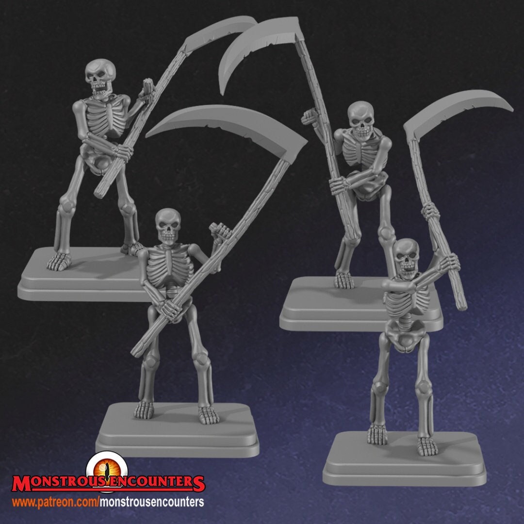 Heroquest Skeleton W Scythe Monster Classic Set Oldschool Miniatures 4 ...