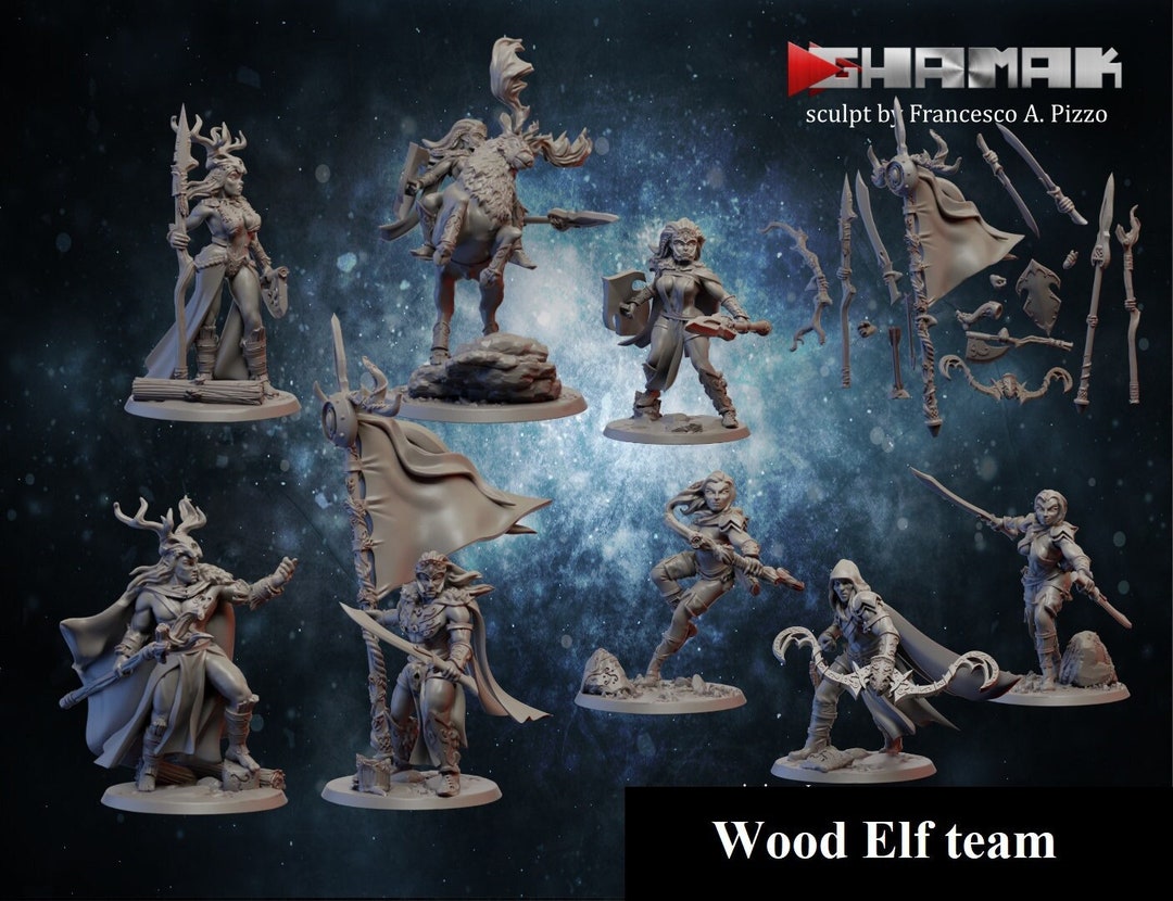 Wood Elf Team set 8 Mini 3D Miniature - Etsy
