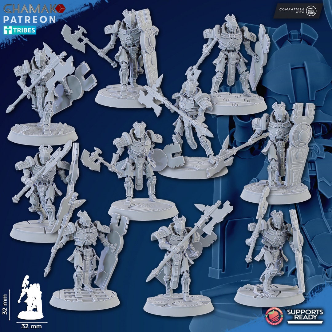 Necro Melee Vault Guards Undead 10 Minis, 32mm Bases Robots Undying ...