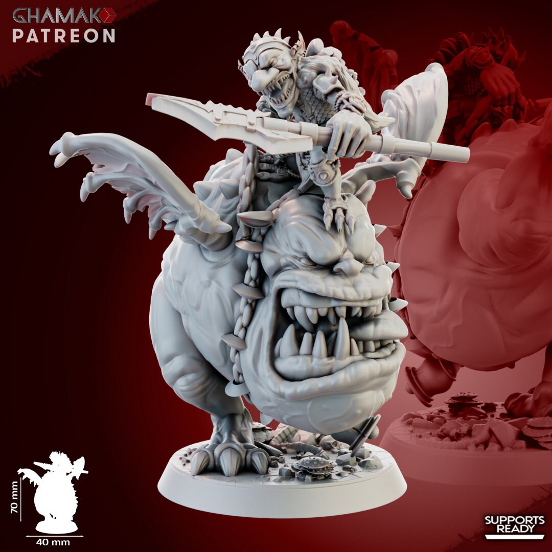 Madcap Boss on Bigjaws Goblin Warrior Miniatures Fantasy 3D Printed 28 ...