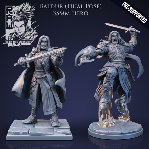Baldur the Fighter Idle and Action Pose 3D Miniature - Etsy