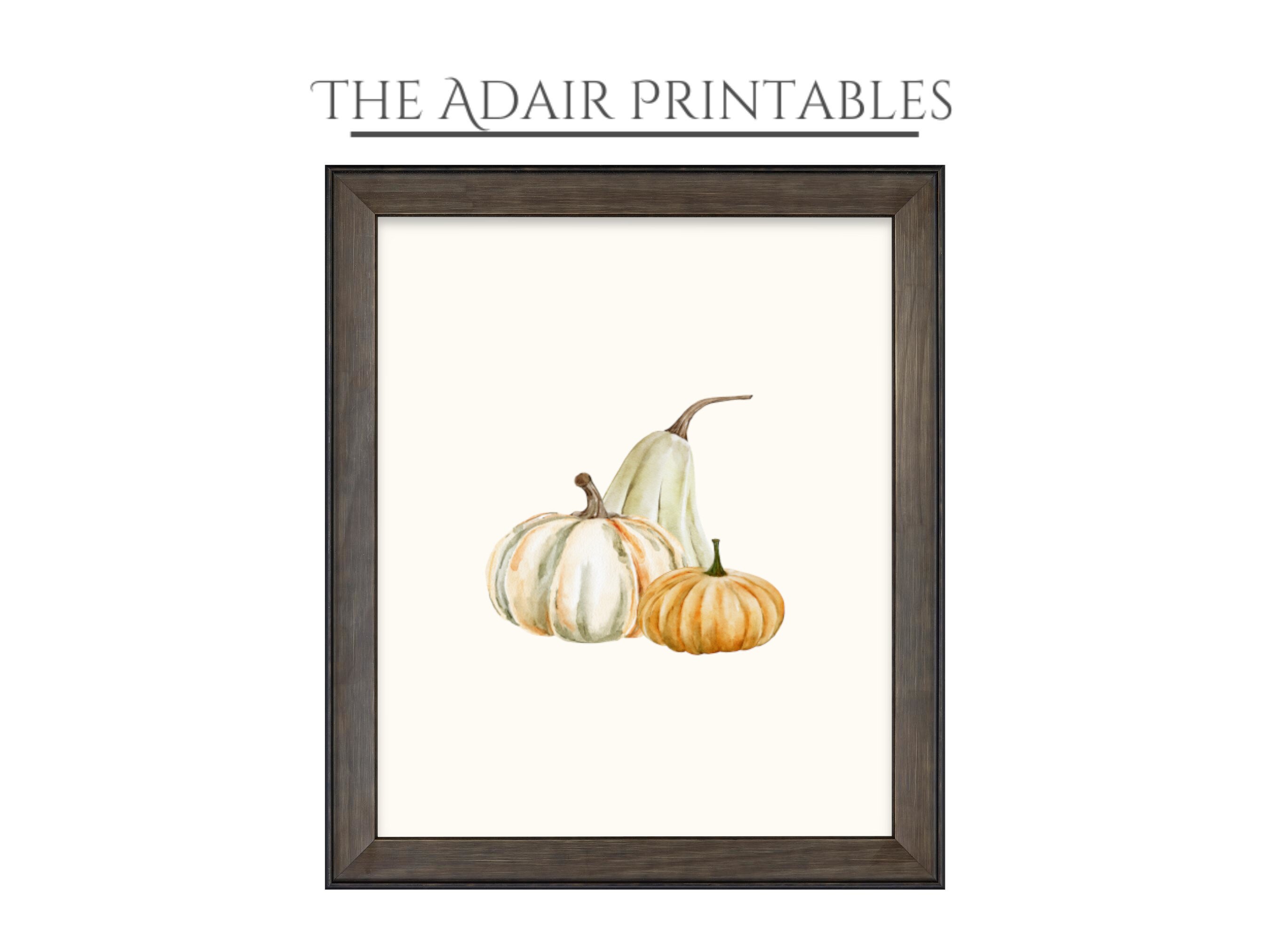Printable Harvest Set of 6, Fall Flower and Pumpkin Wall Art, Autumn ...
