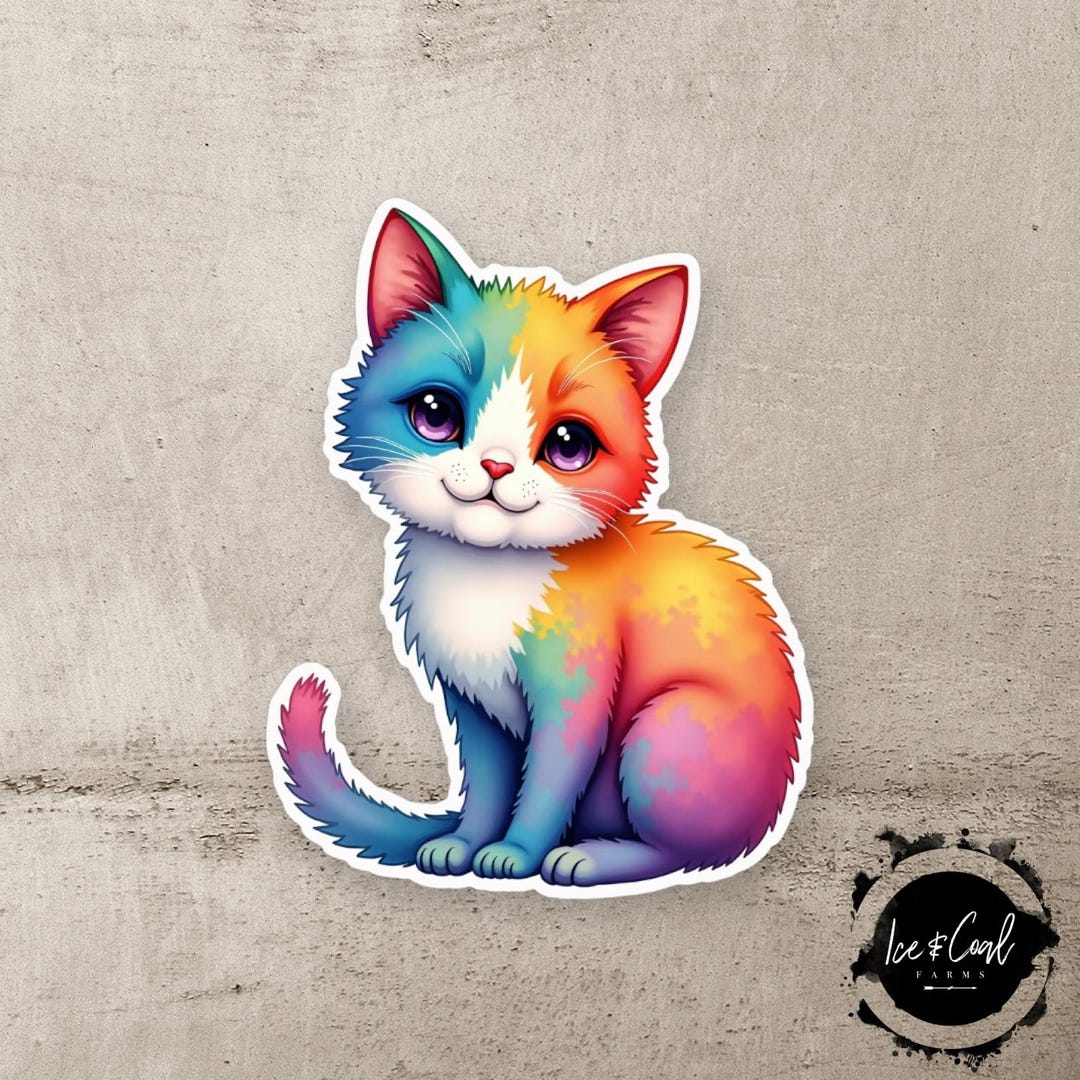Rainbow Cat, Kitten, Rainbow, Sticker - Free Ship on Bulk Orders! One ...