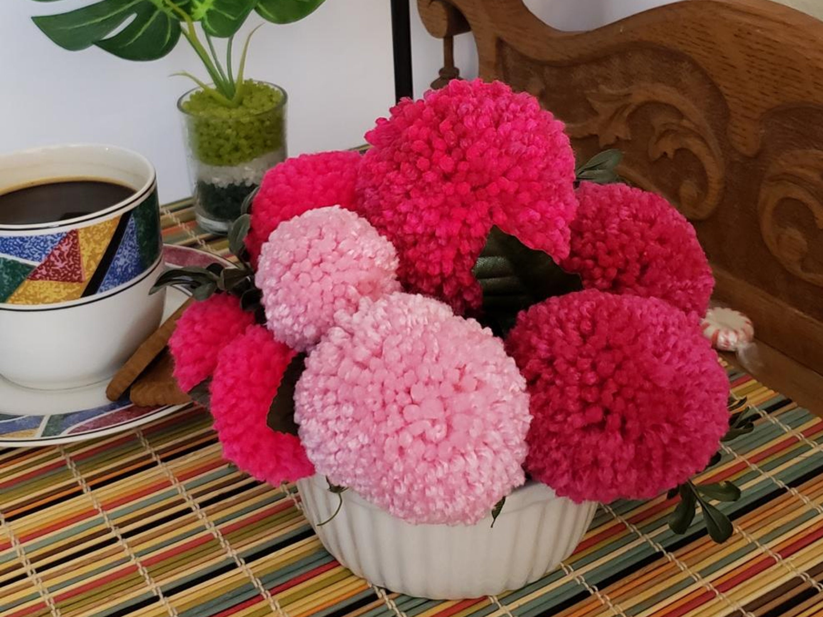 Bubblegum Party Pom-pom Flower Arrangement Handmade - Etsy