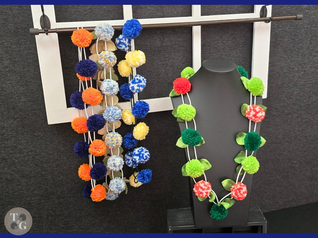Craft Fair Grab Bag Pom-pom Flower Lei | Single Mixed Color Handmade ...