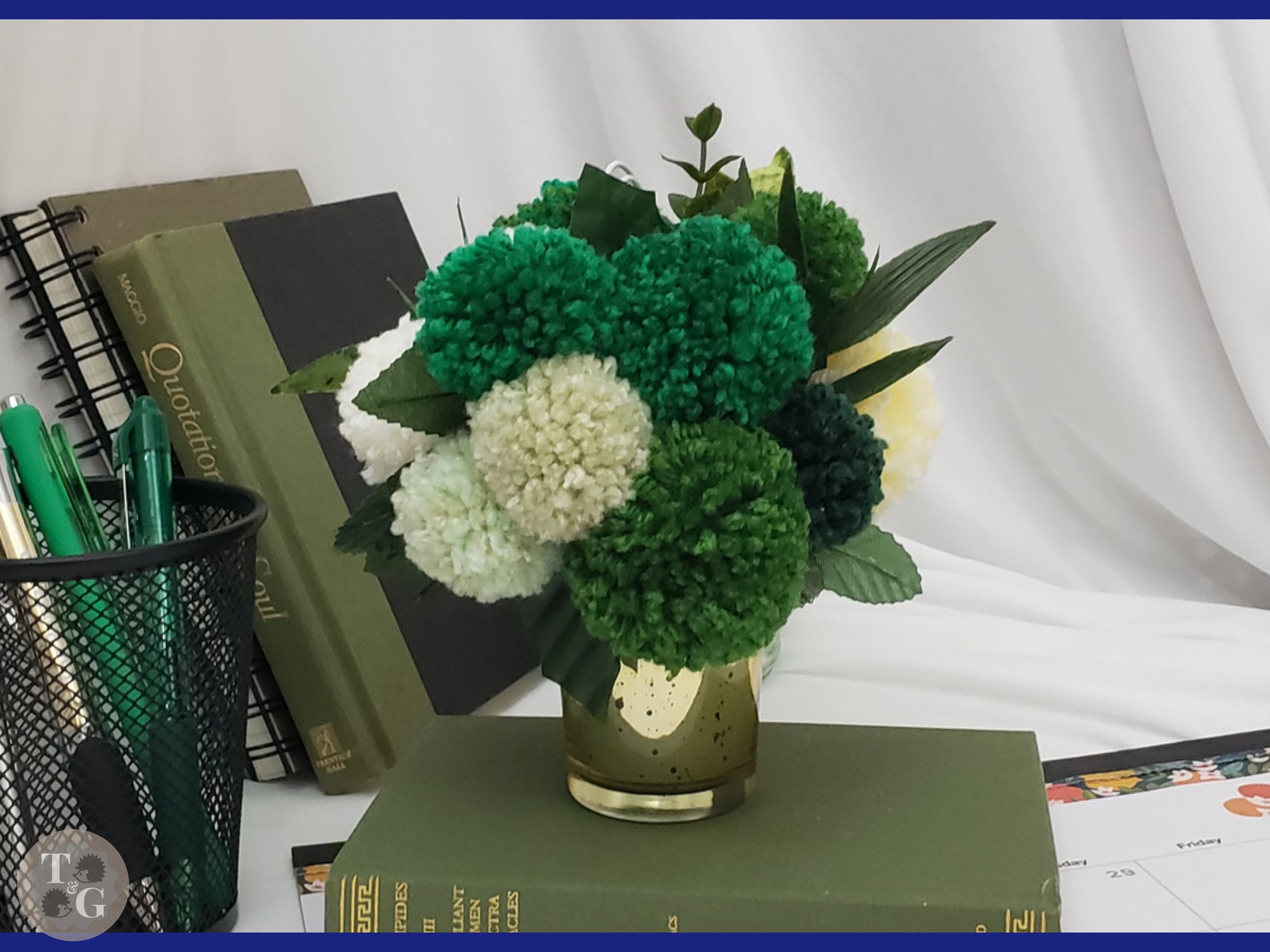 Emerald Green Card Holder Graduation Card Holder Green Flower Pom-pom ...