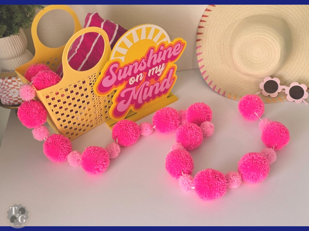Groovy Pink Party Garland | Hot Pink Pom-pom Garland | Shower ...