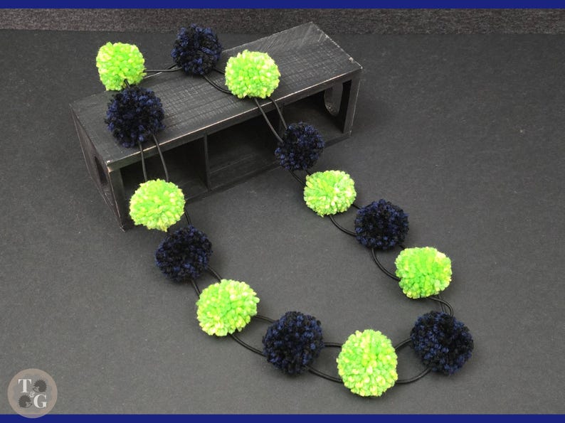 Black and Green Pom Pom Lei | Video Game Party Favor | Halloween Party ...