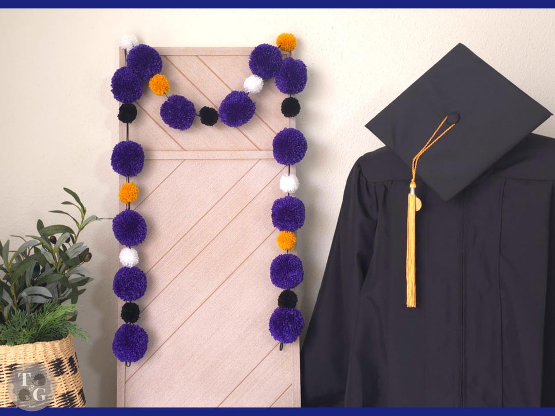Purple and Black Graduation Garland | Graduation Party Decor | Royal ...