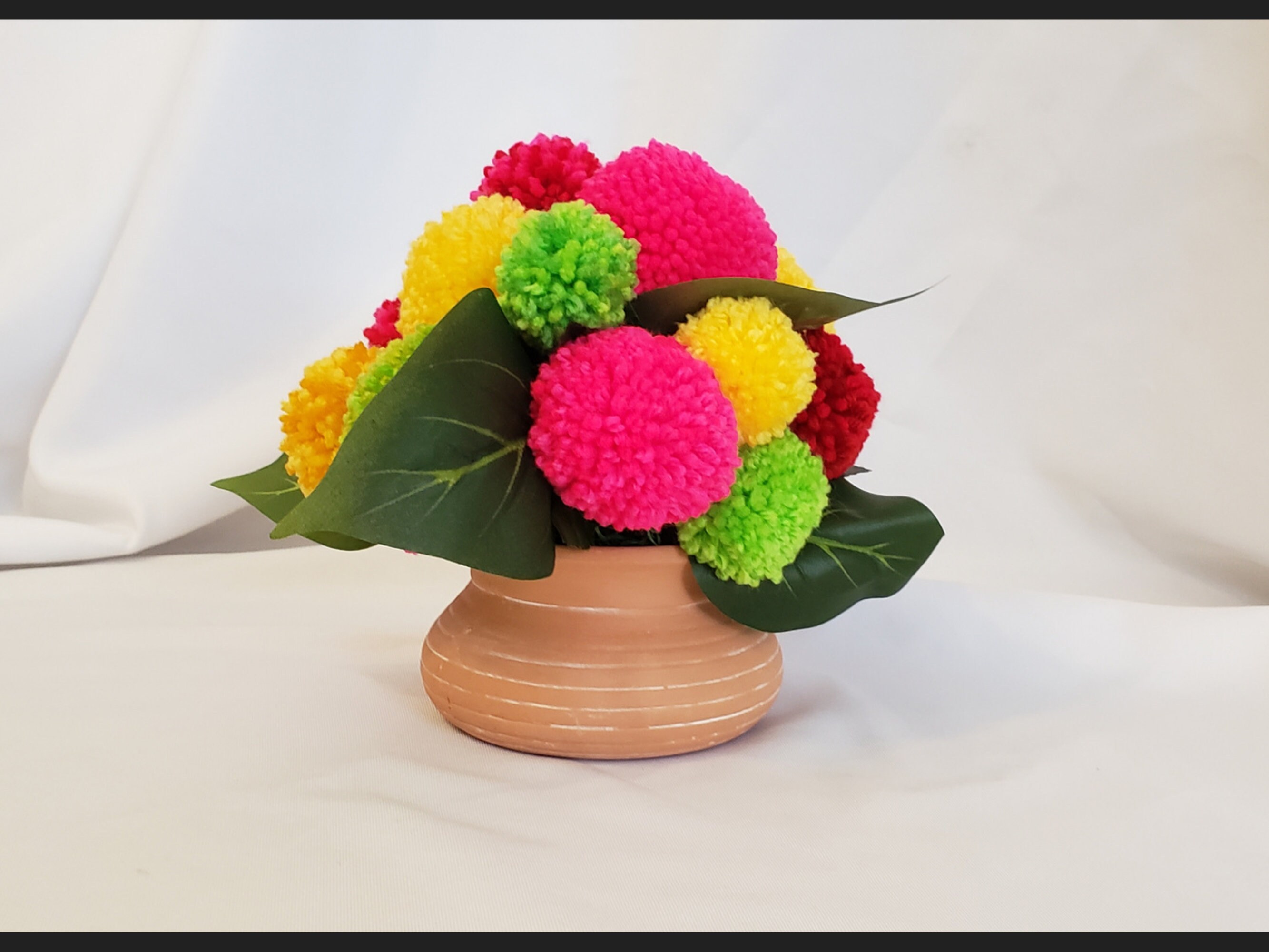 Fiesta Blooms Pom-pom Flower Arrangement | Handmade Terracotta ...