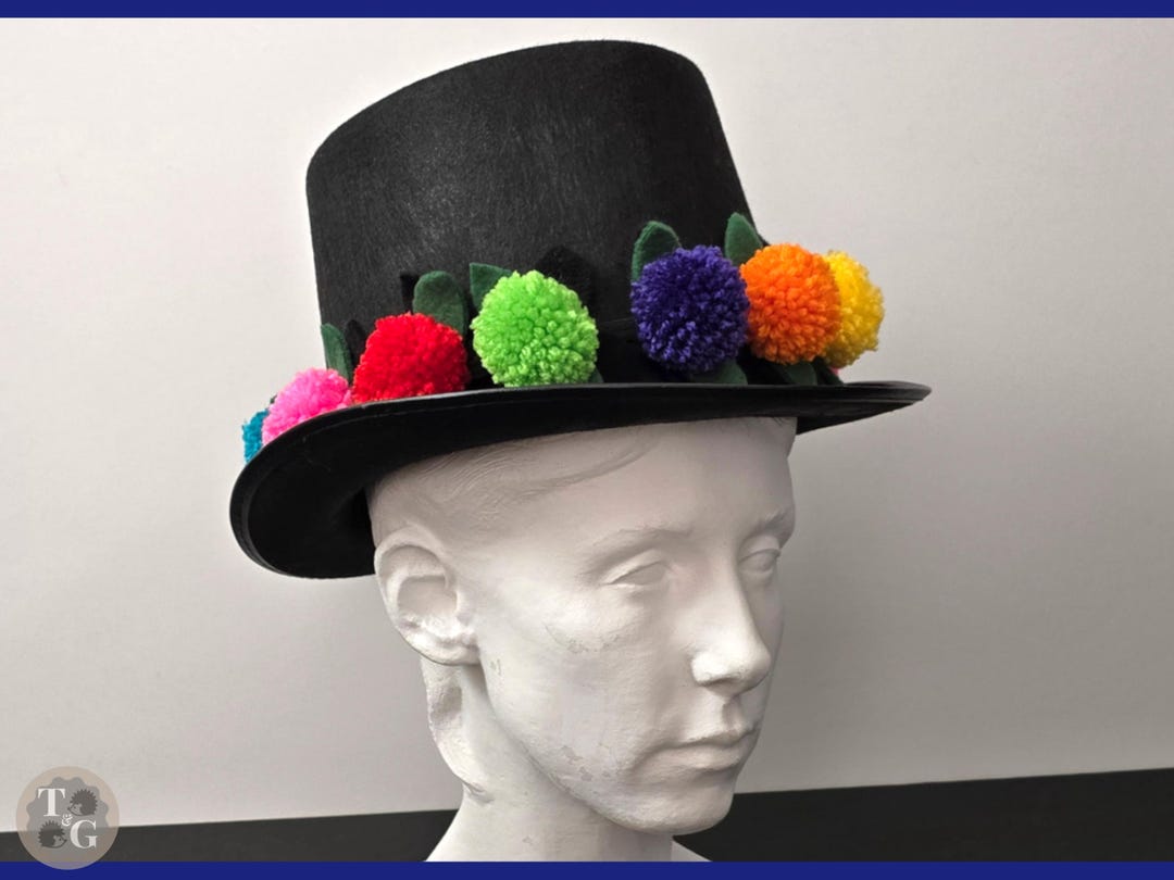 Dia De Los Muertos Pom-pom Flower Hat Band Mexican Style Fiesta Top Hat ...