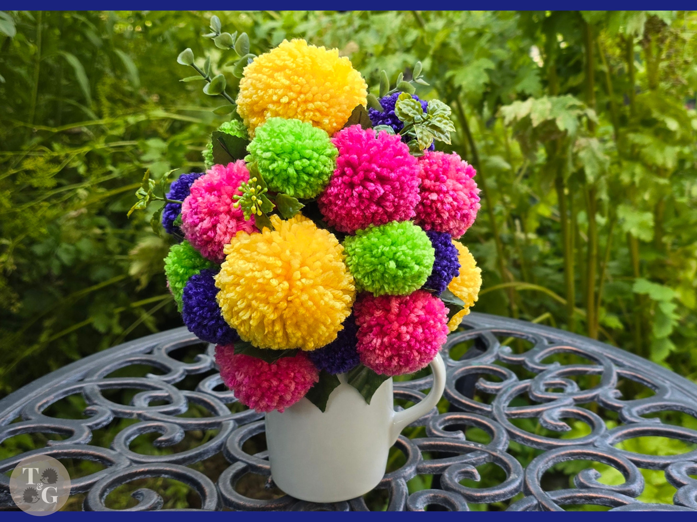 Summer Flower Arrangement | Handmade Pom-pom Flowers | Birthday Flower ...