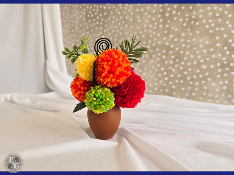 Mexican Party Pom-pom Flower Arrangement | Mini Cantaritos De Barro ...