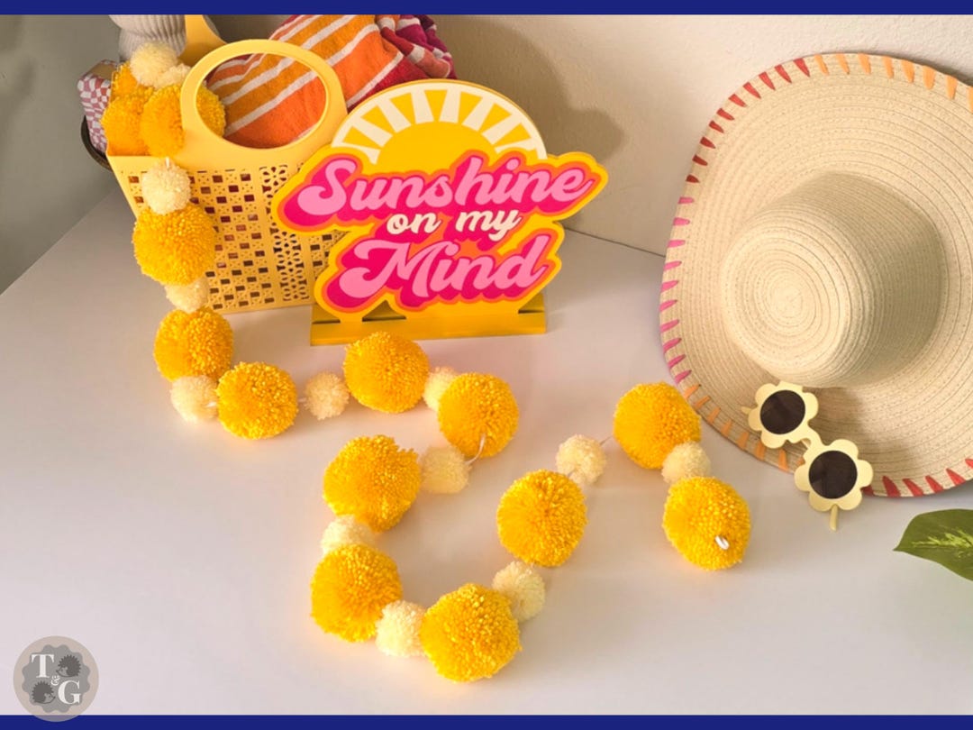 Groovy Yellow Party Garland | Sunshine Yellow Pom-pom Garland | Shower ...