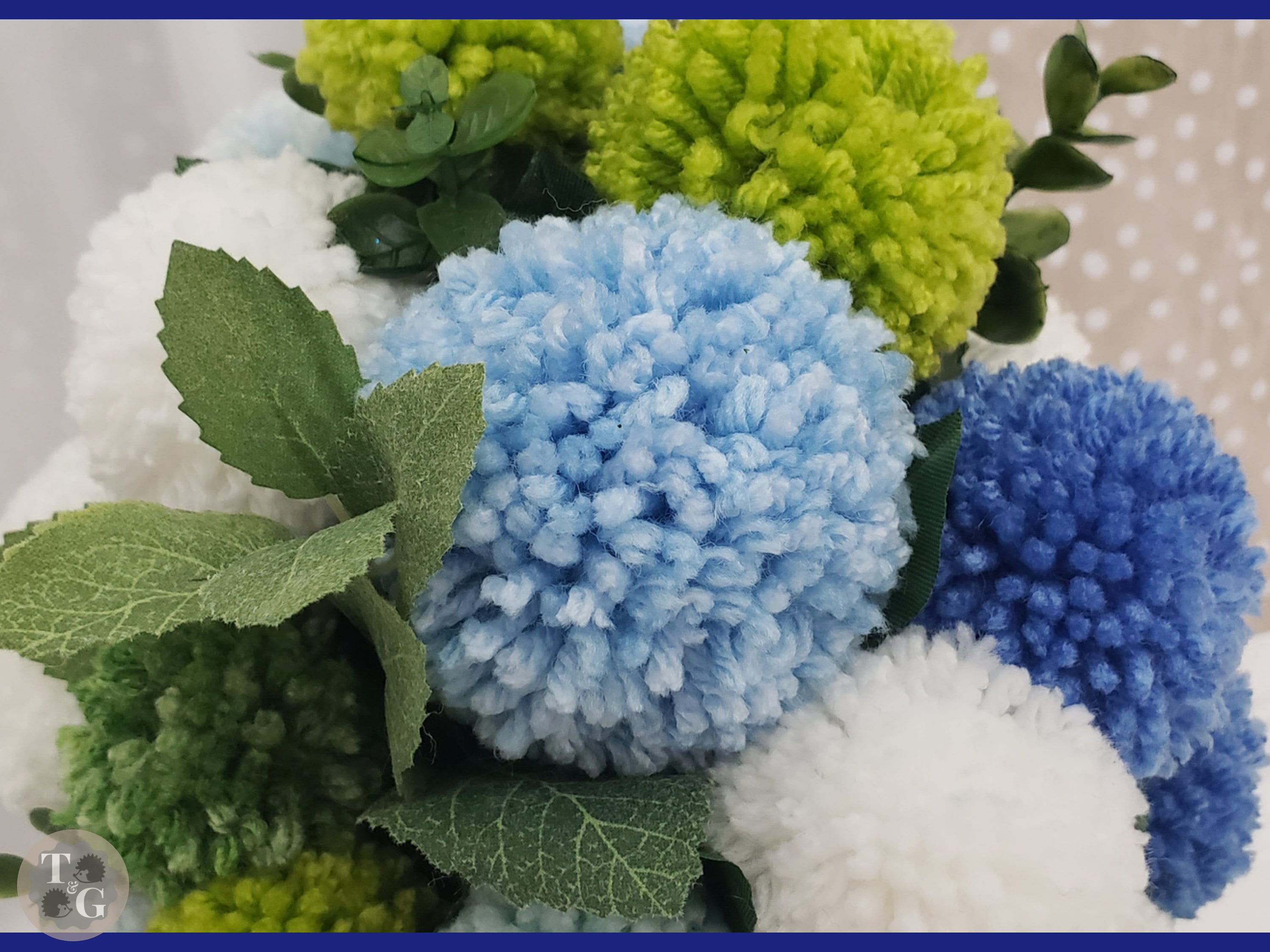 Handmade Blue Flower Arrangement Pom-pom Flowers Unique Flower Bouquet ...