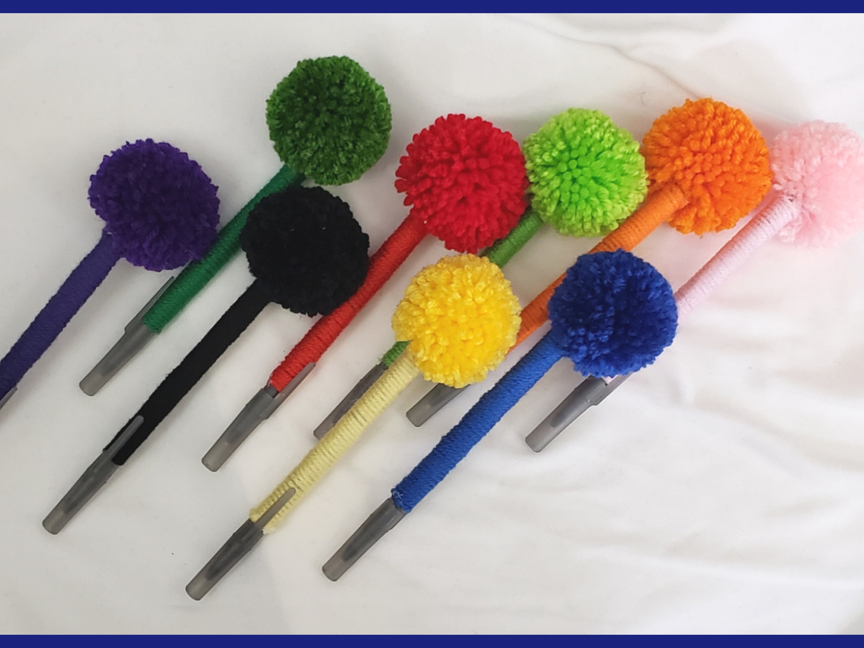 Bright Fluffy Pom Pom Pen School Supplies Yarn Wrapped Ballpoint Pen ...