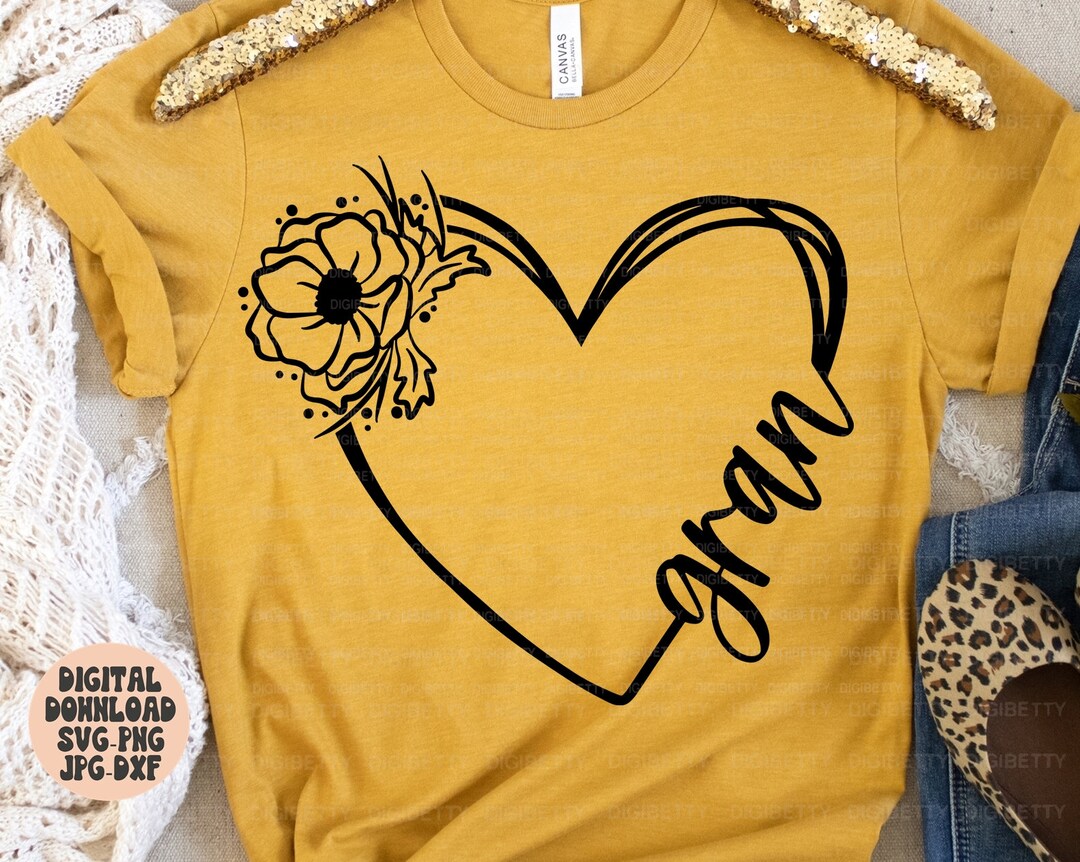 Gran Heart Svg Png Jpg Dxf Gran Svg Gran Flower Heart - Etsy