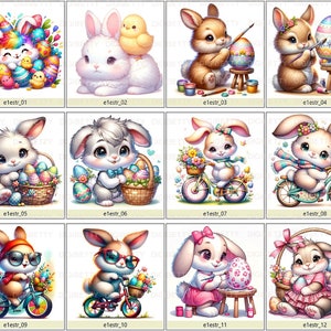 Easter Clipart Bundle 12 Jpg Files Easter Bunny Clip Art Baby Rabbits ...