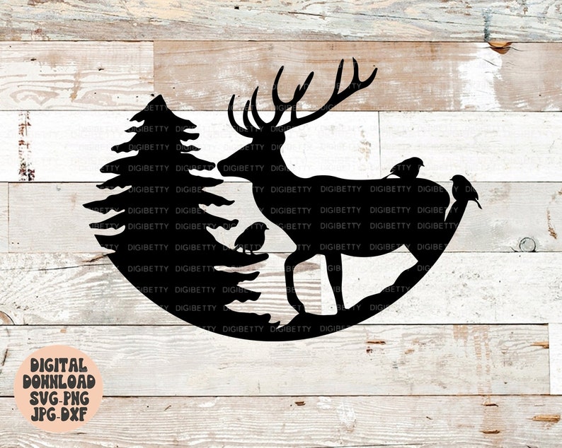Winter Scene Svg Png Jpg Dxf Forest Svg Deer Svg - Etsy