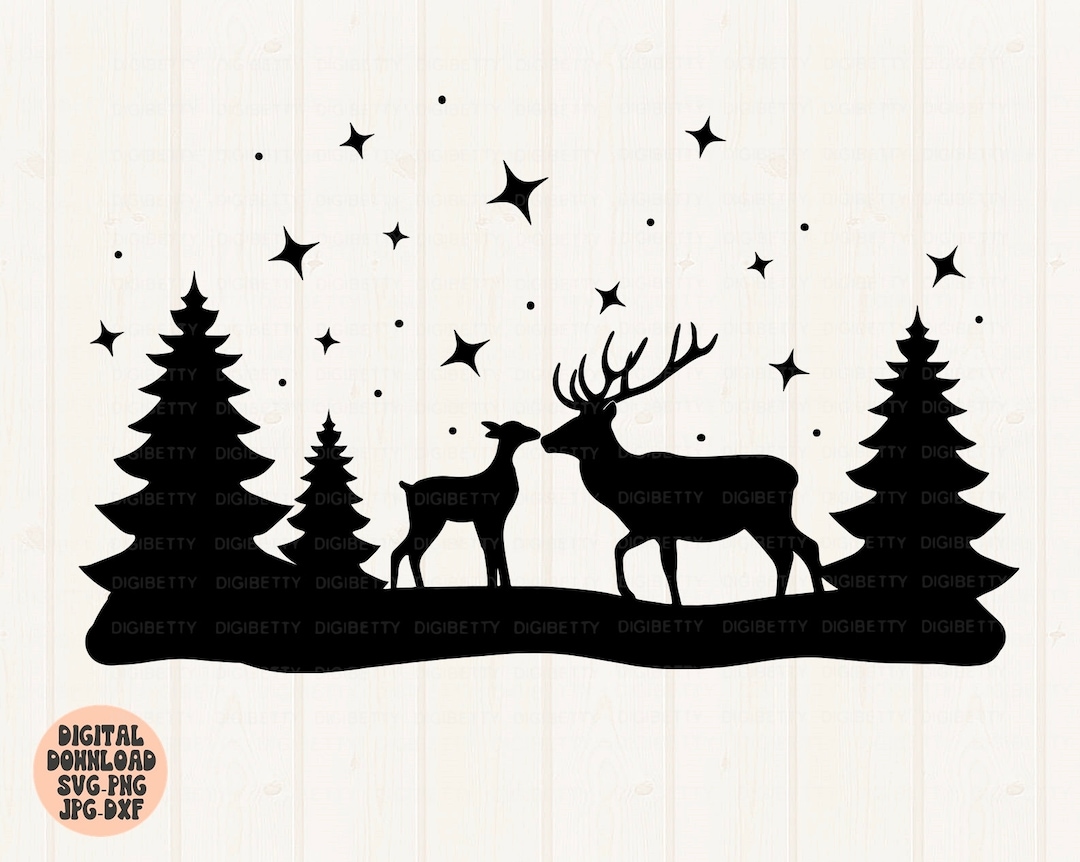 Winter Scene Svg Png Jpg Dxf Deer Svg Reindeer Svg - Etsy Australia